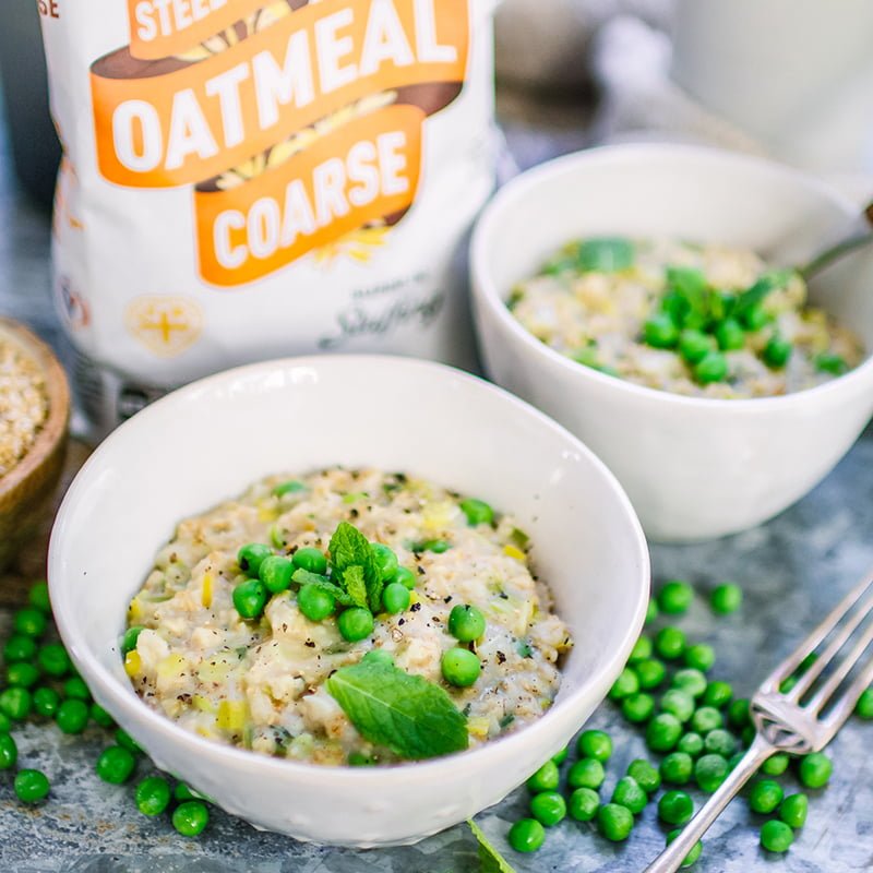 Spring Pea Oatmeal Risotto Recipe from the Mornflake Mighty Oats
