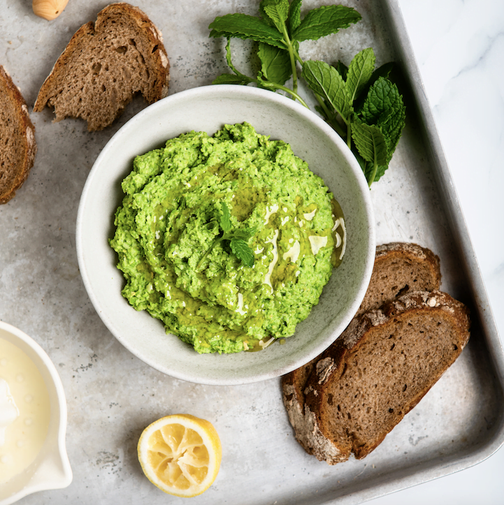 Spring Pea, Broad Bean + Mint Hummus Recipe from the Mornflake Mighty Oats
